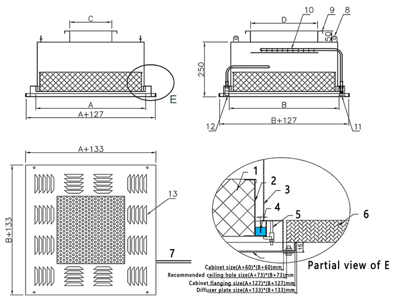 Gel Seal HEPA Filter Box Type Efficient Air Outlet