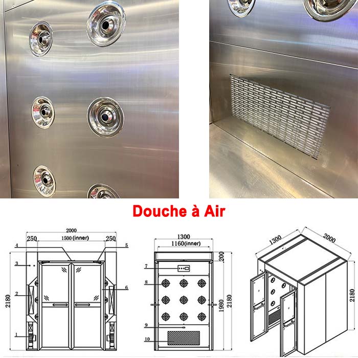 Fournisseurs de douches à air à double porte pour équipements de salle ...