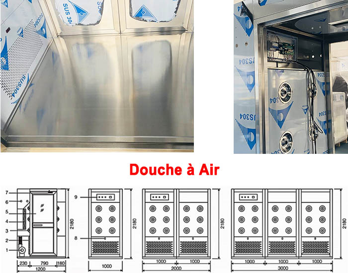 Cabine de douche à air de décontamination en acier inoxydable pour ...