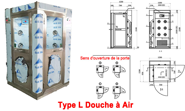Douche d'angle à air intelligent en acier inoxydable